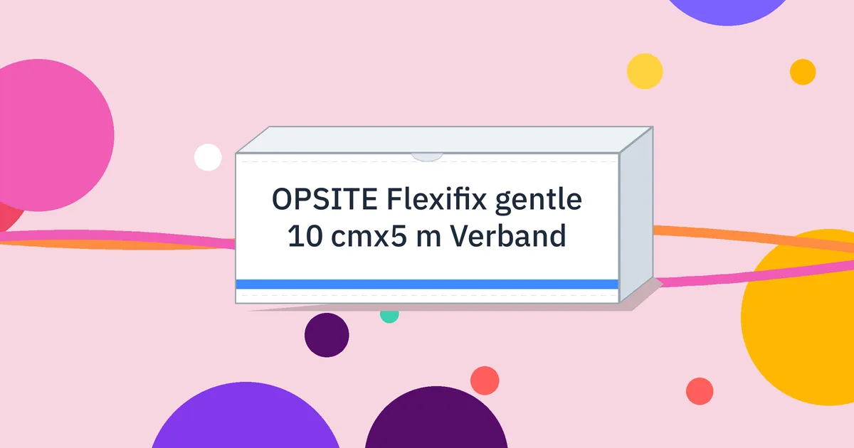 Symbolbild: Packung mit der Aufschrift OPSITE Flexifix gentle 10 cmx5 m Verband (PZN 17606451) – Verfügbarkeit und Bezug in Apotheken in Frankfurt am Main