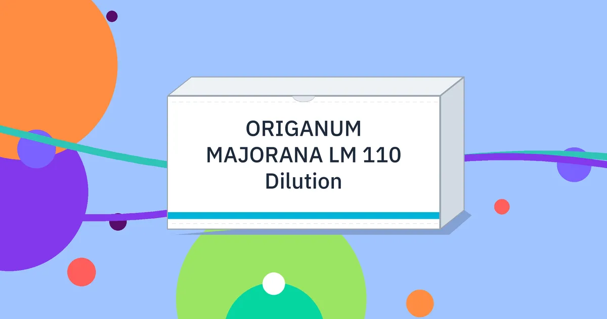 Symbolbild: Packung mit der Aufschrift ORIGANUM MAJORANA LM 110 Dilution (PZN 12972895) – Verfügbarkeit und Bezug in Apotheken in Frankfurt am Main