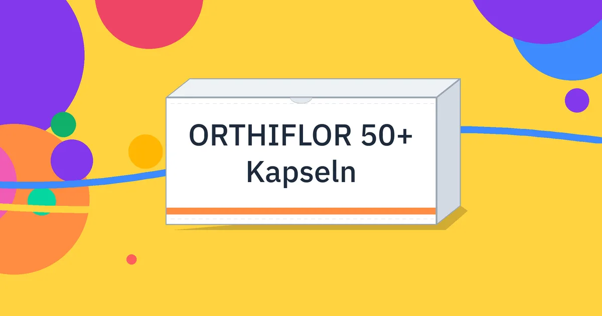 Symbolbild: Packung mit der Aufschrift ORTHIFLOR 50+ Kapseln (PZN 13168020) – Verfügbarkeit und Bezug in Apotheken in Frankfurt am Main