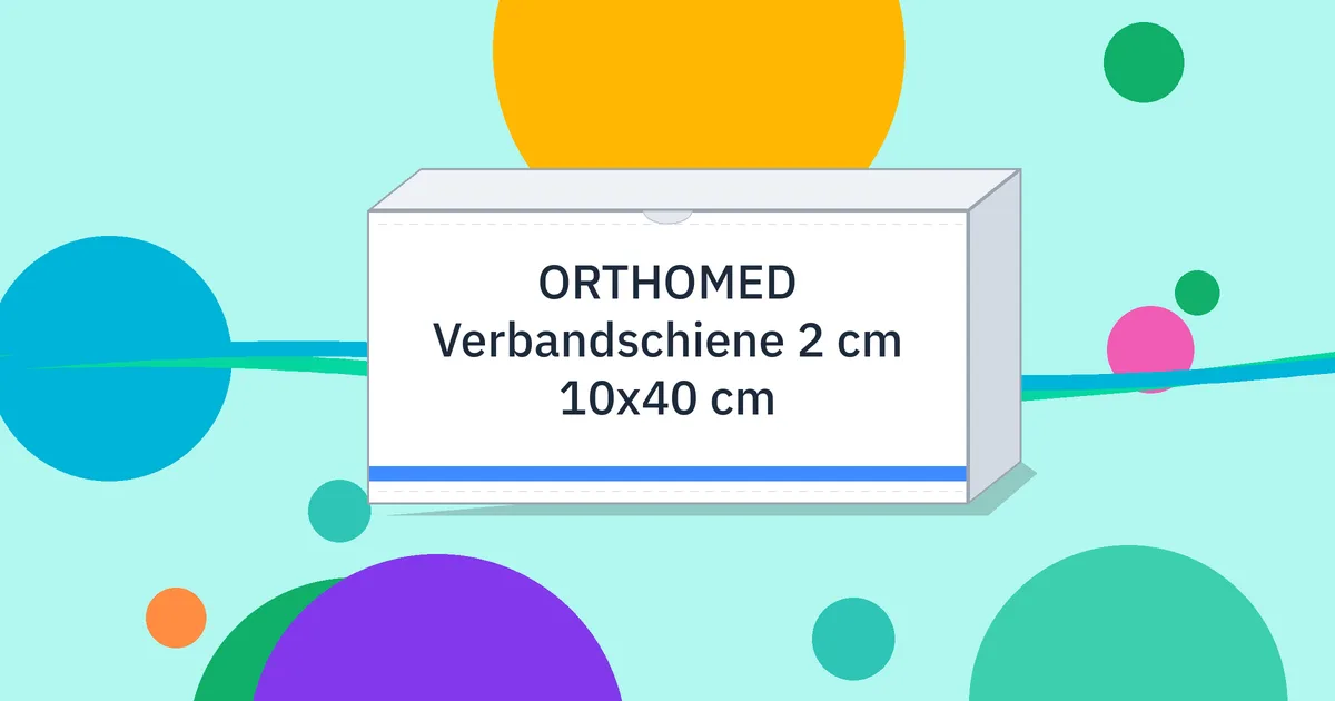 Symbolbild: Packung mit der Aufschrift ORTHOMED Verbandschiene 2 cm 10x40 cm (PZN 03450577) – Verfügbarkeit und Bezug in Apotheken in Frankfurt am Main