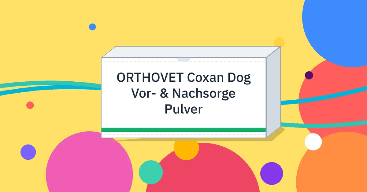 Symbolbild: Packung mit der Aufschrift ORTHOVET Coxan Dog Vor- & Nachsorge Pulver (PZN 14320085) – Verfügbarkeit und Bezug in Apotheken in Frankfurt am Main