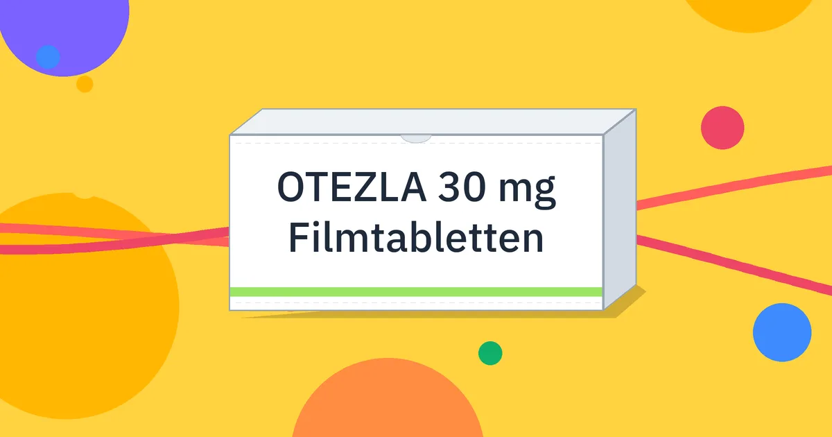 Symbolbild: Packung mit der Aufschrift OTEZLA 30 mg Filmtabletten (PZN 12391342) – Verfügbarkeit und Bezug in Apotheken in Frankfurt am Main