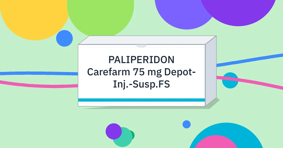Symbolbild: Packung mit der Aufschrift PALIPERIDON Carefarm 75 mg Depot-Inj.-Susp.FS (PZN 20053205) – Verfügbarkeit und Bezug in Apotheken in Frankfurt am Main