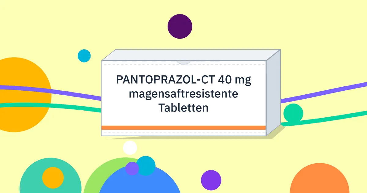 Symbolbild: Packung mit der Aufschrift PANTOPRAZOL-CT 40 mg magensaftresistente Tabletten (PZN 01271882) – Verfügbarkeit und Bezug in Apotheken in Frankfurt am Main