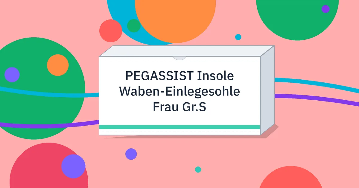 Symbolbild: Packung mit der Aufschrift PEGASSIST Insole Waben-Einlegesohle Frau Gr.S (PZN 14255181) – Verfügbarkeit und Bezug in Apotheken in Frankfurt am Main