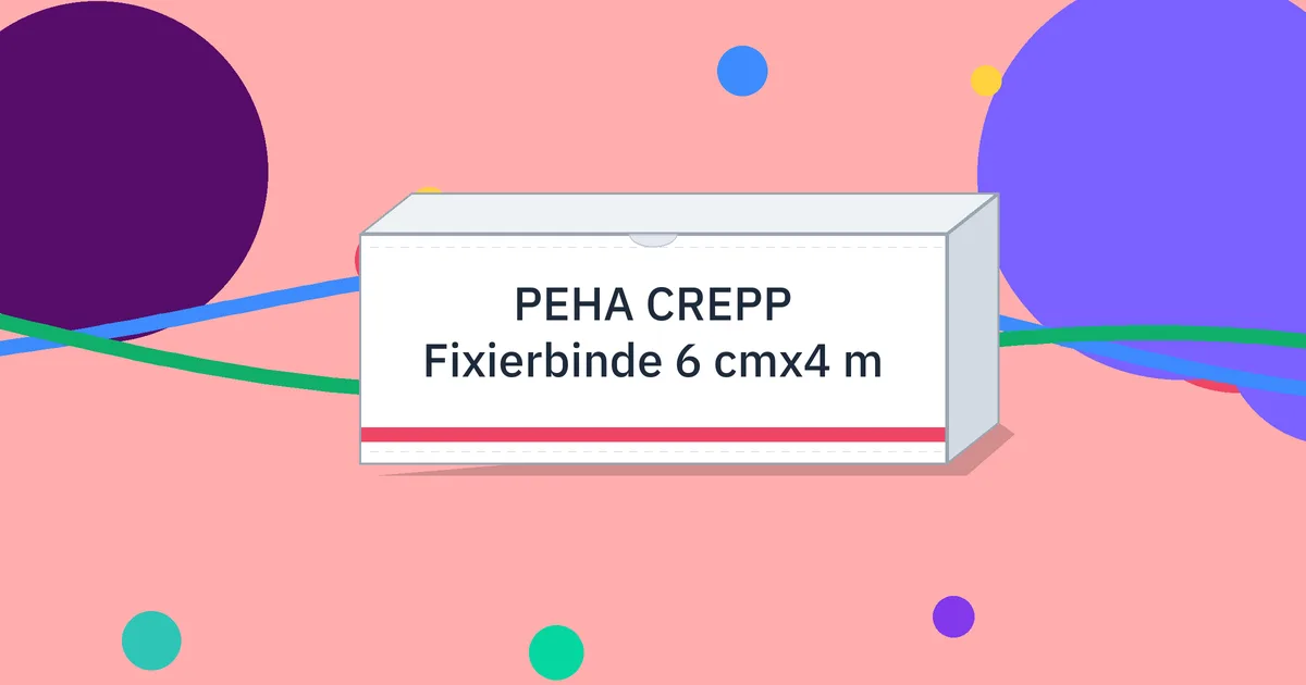 Symbolbild: Packung mit der Aufschrift PEHA CREPP Fixierbinde 6 cmx4 m (PZN 17435073) – Verfügbarkeit und Bezug in Apotheken in Frankfurt am Main