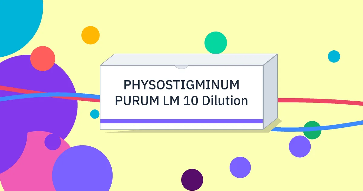 Symbolbild: Packung mit der Aufschrift PHYSOSTIGMINUM PURUM LM 10 Dilution (PZN 13035773) – Verfügbarkeit und Bezug in Apotheken in Frankfurt am Main