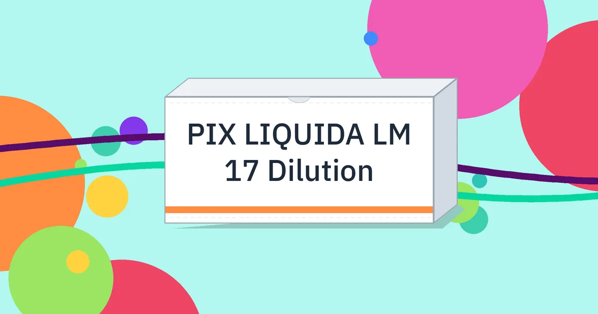 Symbolbild: Packung mit der Aufschrift PIX LIQUIDA LM 17 Dilution (PZN 13646293) – Verfügbarkeit und Bezug in Apotheken in Frankfurt am Main