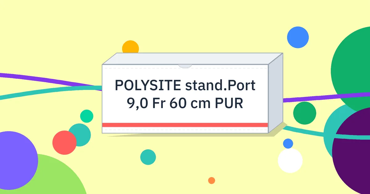 Symbolbild: Packung mit der Aufschrift POLYSITE stand.Port 9,0 Fr 60 cm PUR (PZN 12340304) – Verfügbarkeit und Bezug in Apotheken in Frankfurt am Main