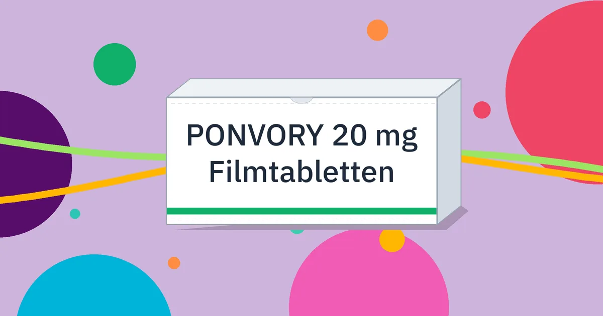 Symbolbild: Packung mit der Aufschrift PONVORY 20 mg Filmtabletten (PZN 19847756) – Verfügbarkeit und Bezug in Apotheken in Frankfurt am Main