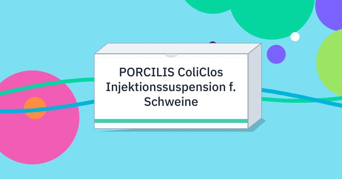 Symbolbild: Packung mit der Aufschrift PORCILIS ColiClos Injektionssuspension f. Schweine (PZN 03720120) – Verfügbarkeit und Bezug in Apotheken in Frankfurt am Main