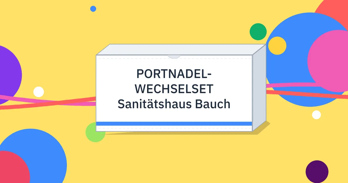 Symbolbild: Packung mit der Aufschrift PORTNADEL-WECHSELSET Sanitätshaus Bauch (PZN 11166927) – Verfügbarkeit und Bezug in Apotheken in Frankfurt am Main