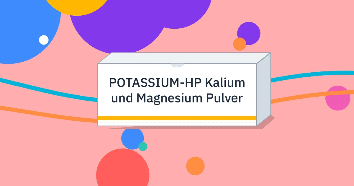 Symbolbild: Packung mit der Aufschrift POTASSIUM-HP Kalium und Magnesium Pulver (PZN 17016436) – Verfügbarkeit und Bezug in Apotheken in Frankfurt am Main