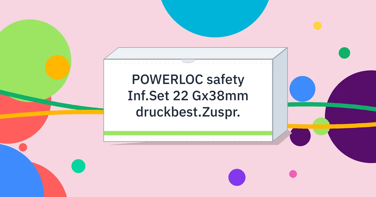 Symbolbild: Packung mit der Aufschrift POWERLOC safety Inf.Set 22 Gx38mm druckbest.Zuspr. (PZN 18817026) – Verfügbarkeit und Bezug in Apotheken in Frankfurt am Main