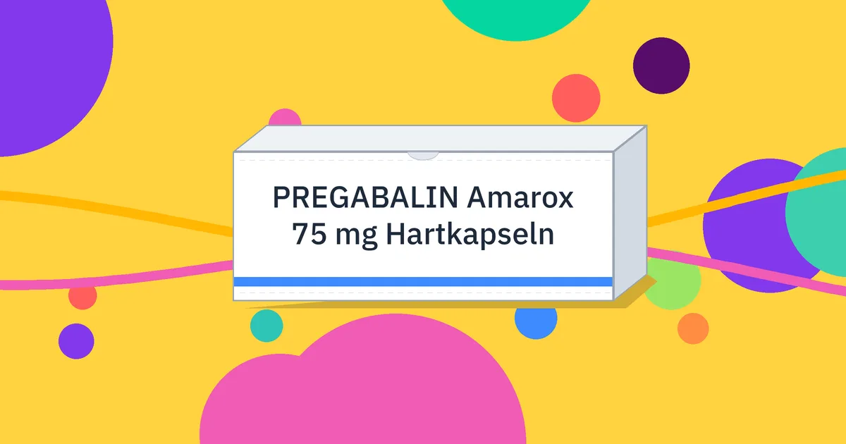 Symbolbild: Packung mit der Aufschrift PREGABALIN Amarox 75 mg Hartkapseln (PZN 16805496) – Verfügbarkeit und Bezug in Apotheken in Frankfurt am Main