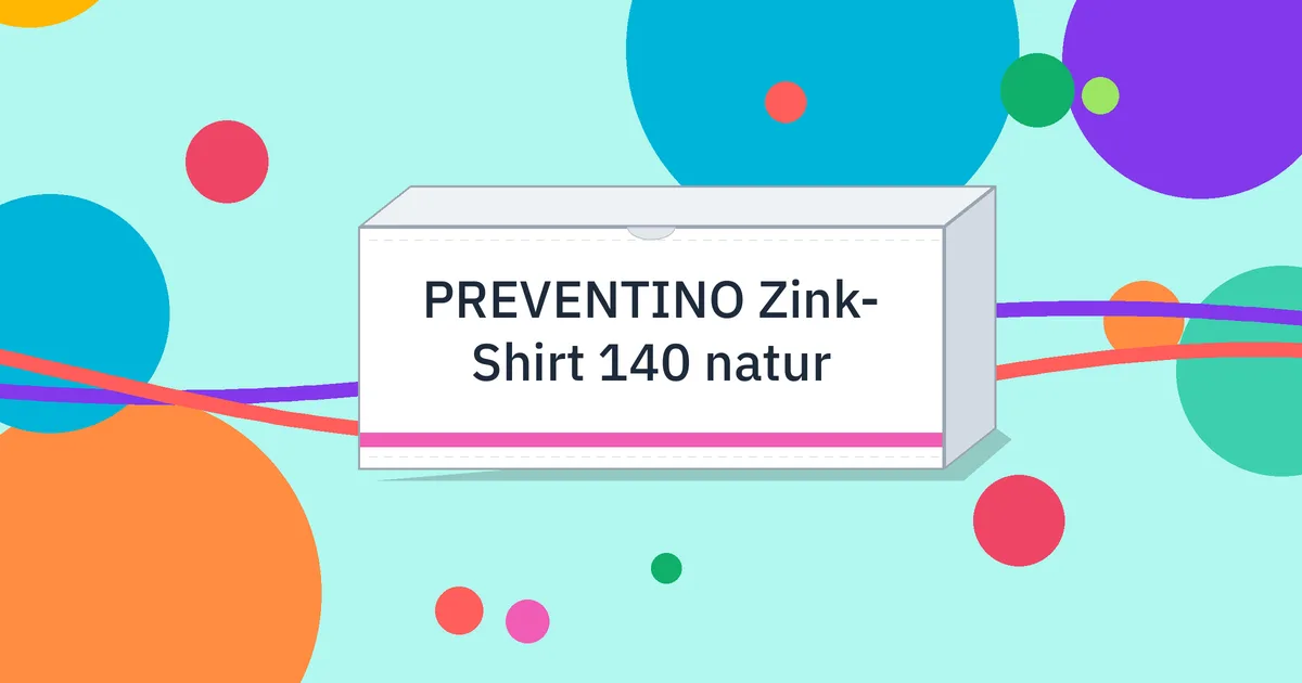 Symbolbild: Packung mit der Aufschrift PREVENTINO Zink-Shirt 140 natur (PZN 12446824) – Verfügbarkeit und Bezug in Apotheken in Frankfurt am Main