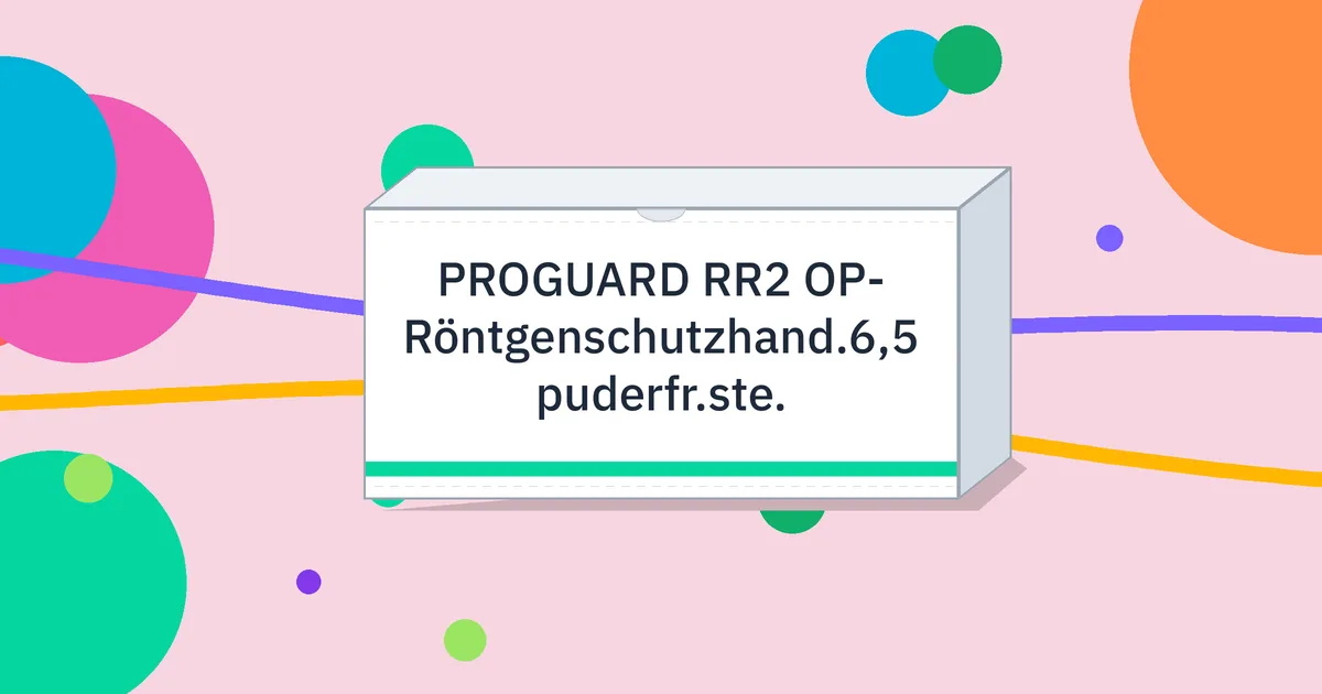 Symbolbild: Packung mit der Aufschrift PROGUARD RR2 OP-Röntgenschutzhand.6,5 puderfr.ste. (PZN 11607604) – Verfügbarkeit und Bezug in Apotheken in Frankfurt am Main