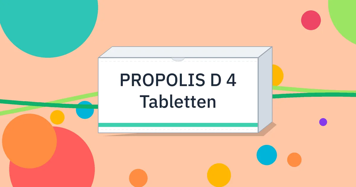 Symbolbild: Packung mit der Aufschrift PROPOLIS D 4 Tabletten (PZN 07459279) – Verfügbarkeit und Bezug in Apotheken in Frankfurt am Main