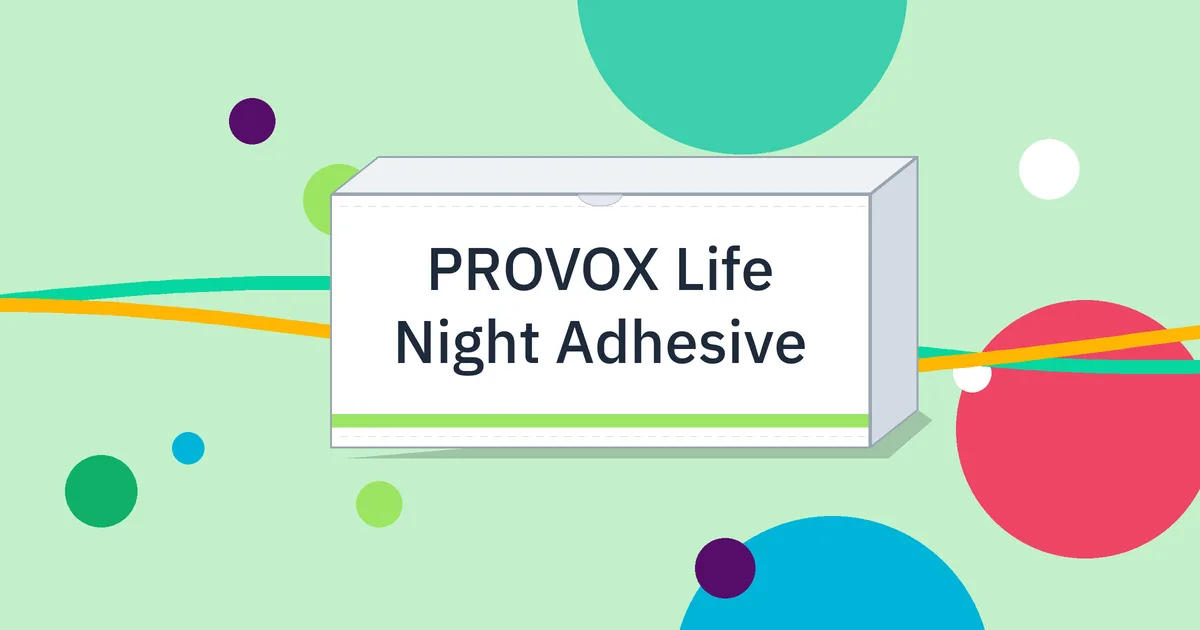 Symbolbild: Packung mit der Aufschrift PROVOX Life Night Adhesive (PZN 19625748) – Verfügbarkeit und Bezug in Apotheken in Frankfurt am Main