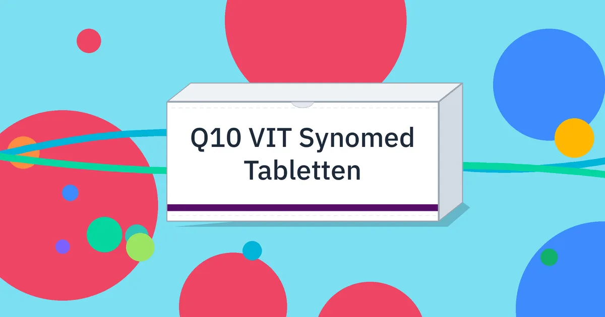Symbolbild: Packung mit der Aufschrift Q10 VIT Synomed Tabletten (PZN 00550551) – Verfügbarkeit und Bezug in Apotheken in Frankfurt am Main