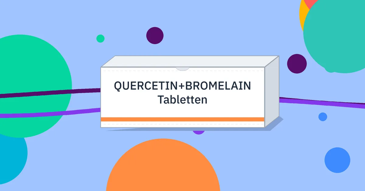 Symbolbild: Packung mit der Aufschrift QUERCETIN+BROMELAIN Tabletten (PZN 18129846) – Verfügbarkeit und Bezug in Apotheken in Frankfurt am Main