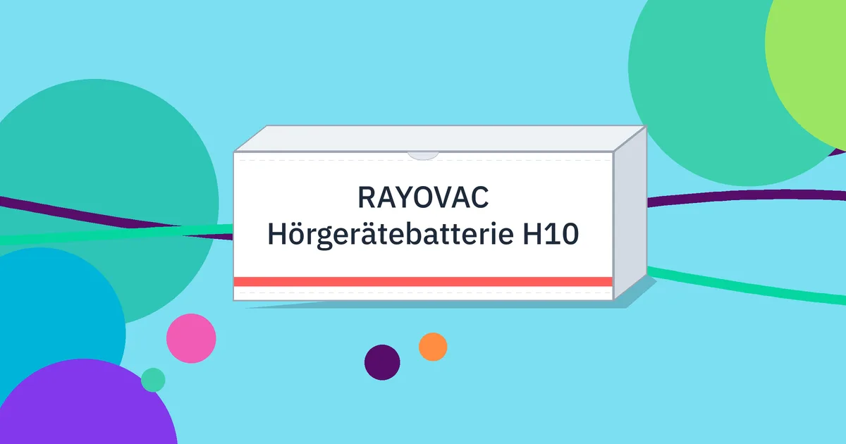Symbolbild: Packung mit der Aufschrift RAYOVAC Hörgerätebatterie H10 (PZN 02767504) – Verfügbarkeit und Bezug in Apotheken in Frankfurt am Main