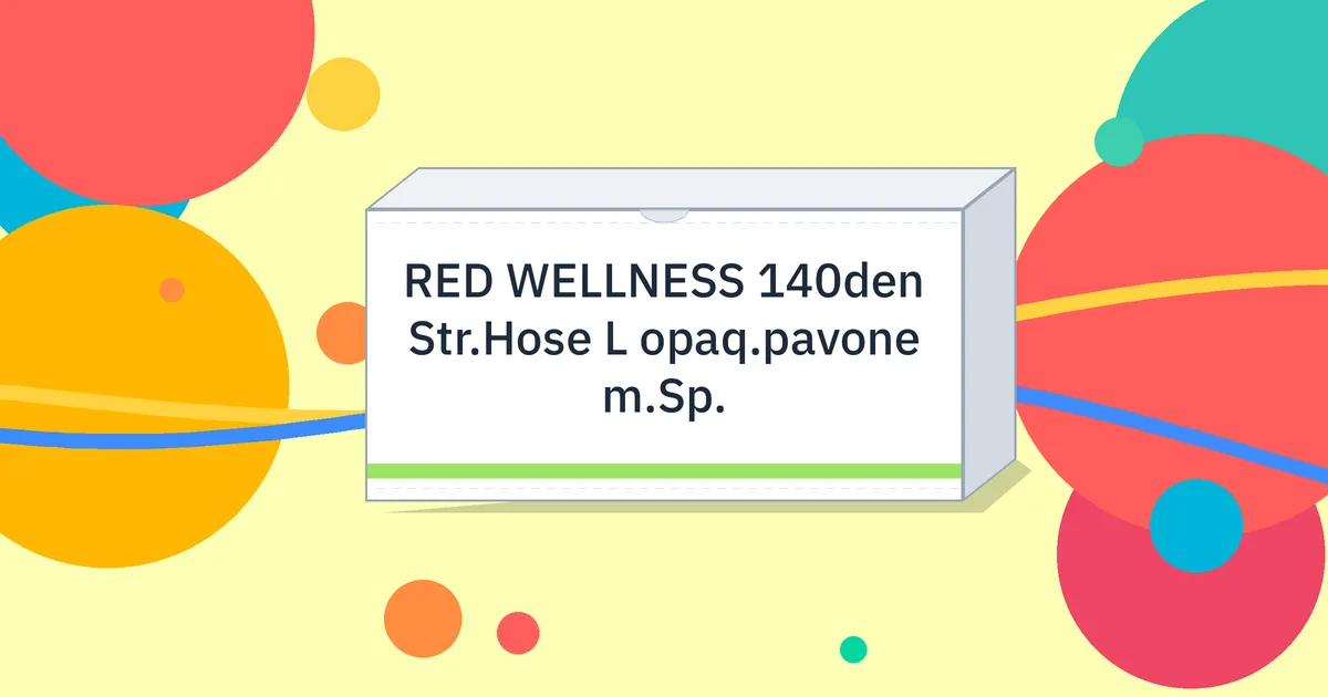 Symbolbild: Packung mit der Aufschrift RED WELLNESS 140den Str.Hose L opaq.pavone m.Sp. (PZN 16176356) – Verfügbarkeit und Bezug in Apotheken in Frankfurt am Main
