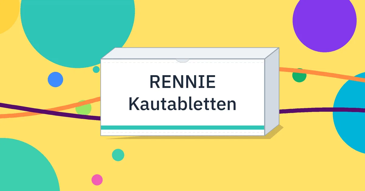 Symbolbild: Packung mit der Aufschrift RENNIE Kautabletten (PZN 16664802) – Verfügbarkeit und Bezug in Apotheken in Frankfurt am Main