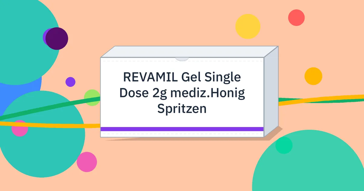 Symbolbild: Packung mit der Aufschrift REVAMIL Gel Single Dose 2g mediz.Honig Spritzen (PZN 05384927) – Verfügbarkeit und Bezug in Apotheken in Frankfurt am Main