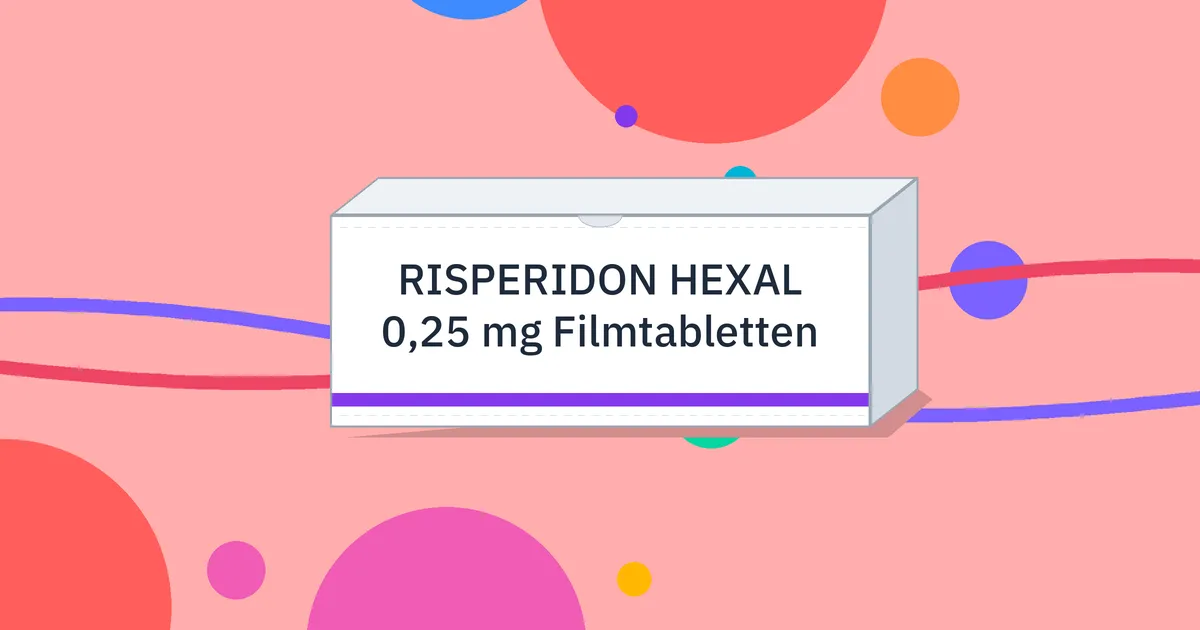 Symbolbild: Packung mit der Aufschrift RISPERIDON HEXAL 0,25 mg Filmtabletten (PZN 04227568) – Verfügbarkeit und Bezug in Apotheken in Frankfurt am Main