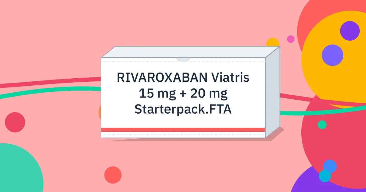 Symbolbild: Packung mit der Aufschrift RIVAROXABAN Viatris 15 mg + 20 mg Starterpack.FTA (PZN 18600597) – Verfügbarkeit und Bezug in Apotheken in Frankfurt am Main