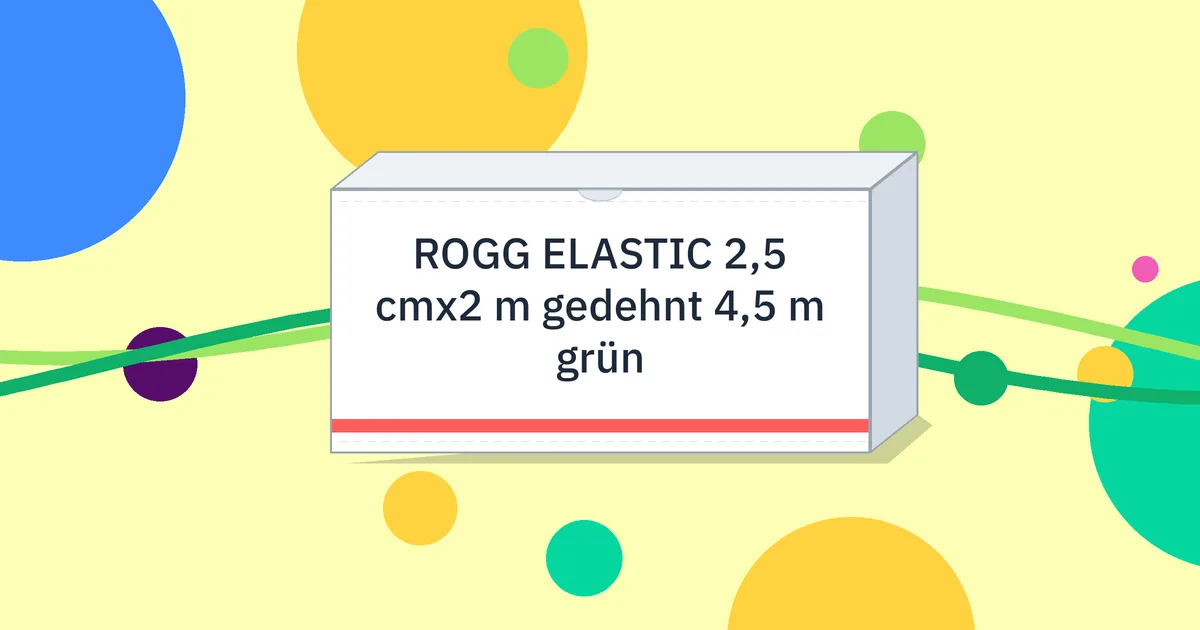Symbolbild: Packung mit der Aufschrift ROGG ELASTIC 2,5 cmx2 m gedehnt 4,5 m grün (PZN 15301411) – Verfügbarkeit und Bezug in Apotheken in Frankfurt am Main