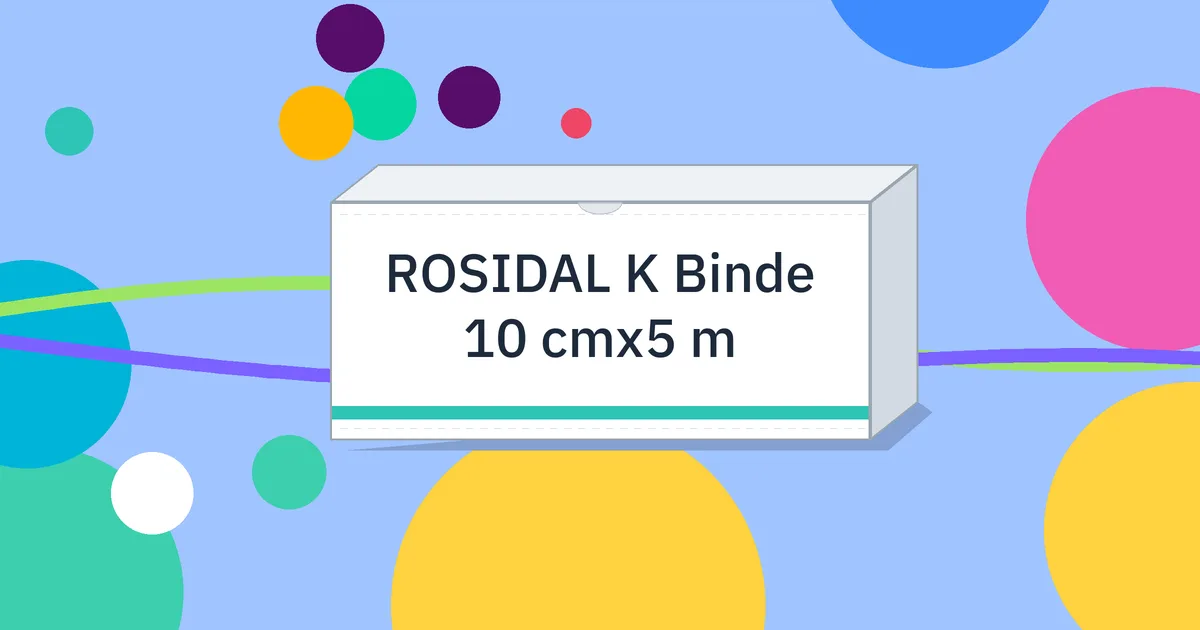 Symbolbild: Packung mit der Aufschrift ROSIDAL K Binde 10 cmx5 m (PZN 04847182) – Verfügbarkeit und Bezug in Apotheken in Frankfurt am Main