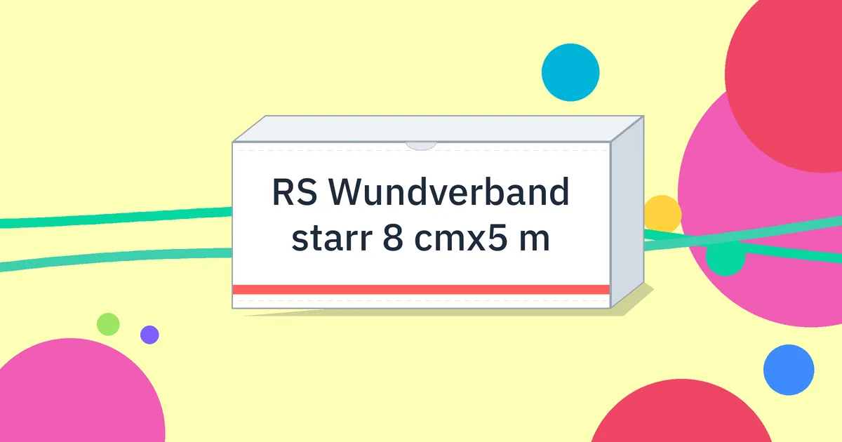 Symbolbild: Packung mit der Aufschrift RS Wundverband starr 8 cmx5 m (PZN 02955803) – Verfügbarkeit und Bezug in Apotheken in Frankfurt am Main