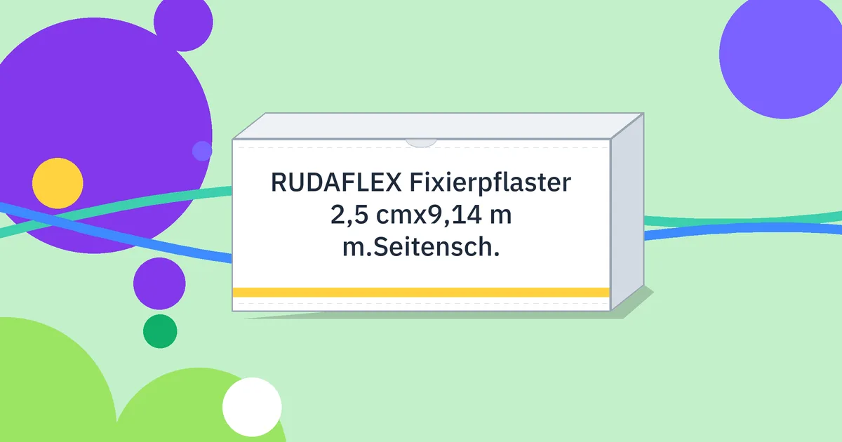Symbolbild: Packung mit der Aufschrift RUDAFLEX Fixierpflaster 2,5 cmx9,14 m m.Seitensch. (PZN 15892441) – Verfügbarkeit und Bezug in Apotheken in Frankfurt am Main