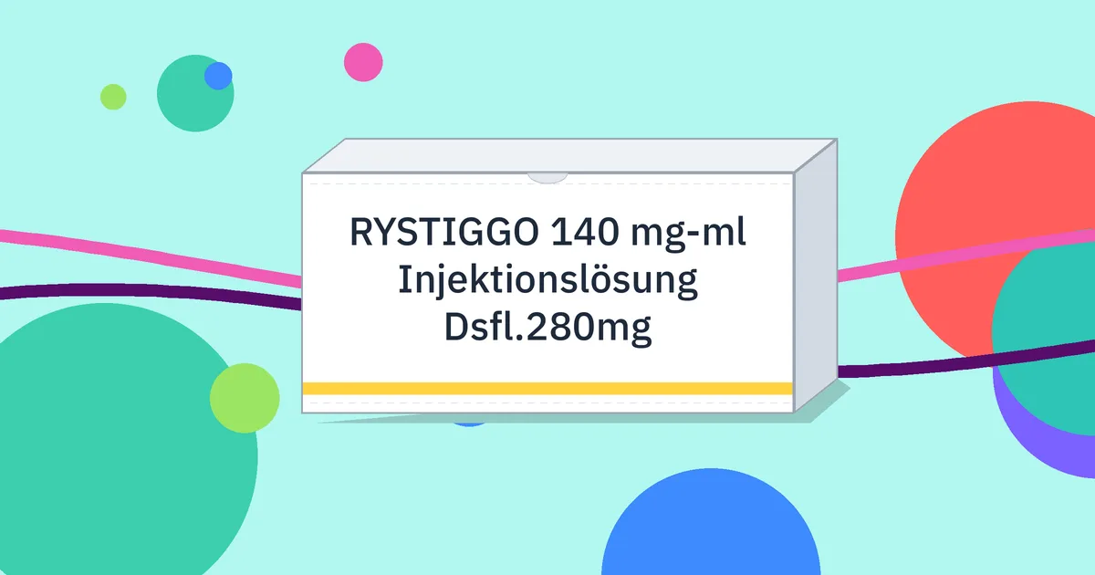 Symbolbild: Packung mit der Aufschrift RYSTIGGO 140 mg-ml Injektionslösung Dsfl.280mg (PZN 18227247) – Verfügbarkeit und Bezug in Apotheken in Frankfurt am Main