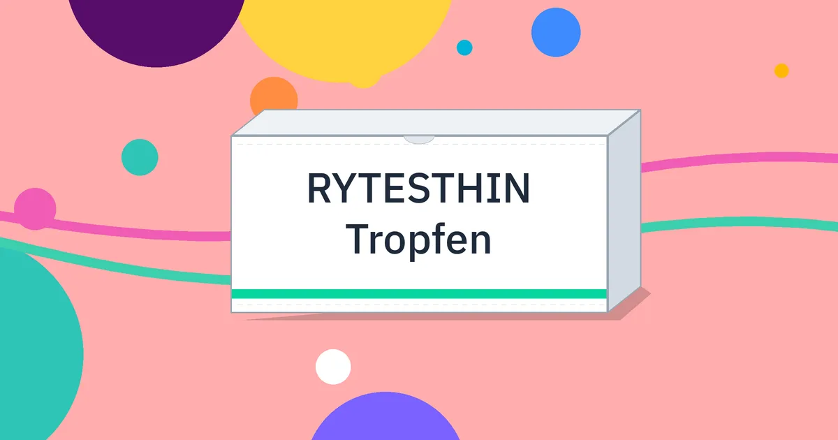 Symbolbild: Packung mit der Aufschrift RYTESTHIN Tropfen (PZN 02380886) – Verfügbarkeit und Bezug in Apotheken in Frankfurt am Main