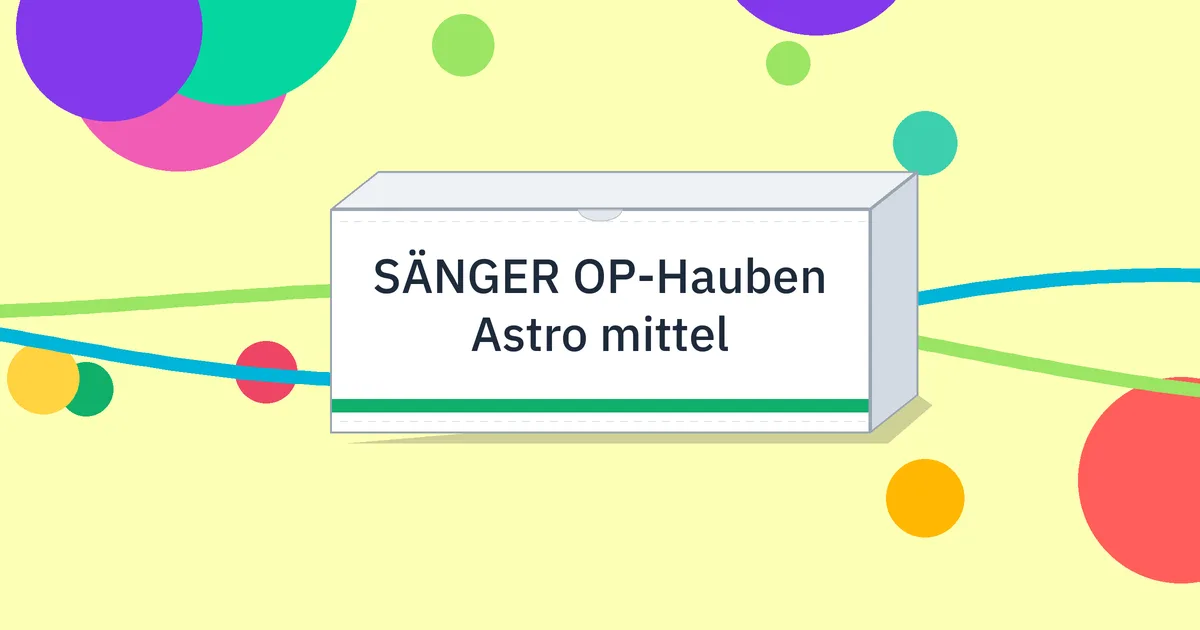 Symbolbild: Packung mit der Aufschrift SÄNGER OP-Hauben Astro mittel (PZN 04830106) – Verfügbarkeit und Bezug in Apotheken in Frankfurt am Main