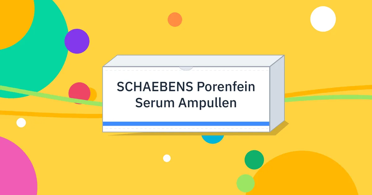 Symbolbild: Packung mit der Aufschrift SCHAEBENS Porenfein Serum Ampullen (PZN 15196339) – Verfügbarkeit und Bezug in Apotheken in Frankfurt am Main