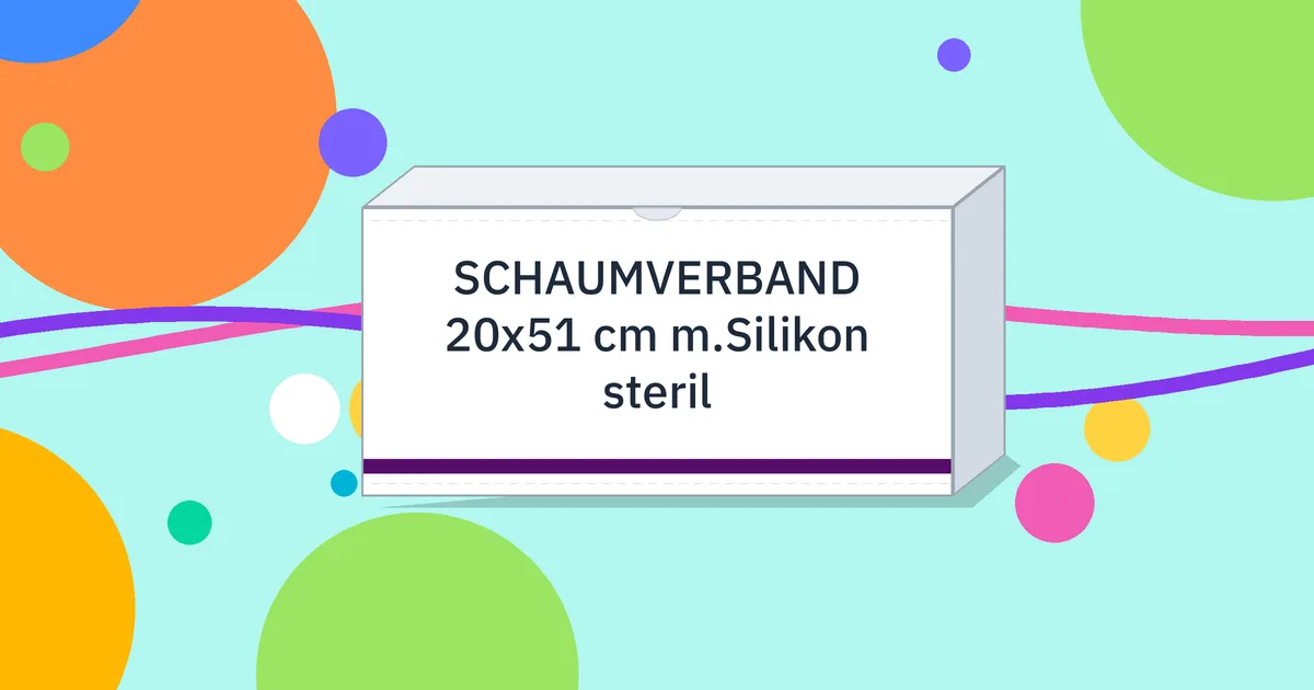 Symbolbild: Packung mit der Aufschrift SCHAUMVERBAND 20x51 cm m.Silikon steril (PZN 19509404) – Verfügbarkeit und Bezug in Apotheken in Frankfurt am Main