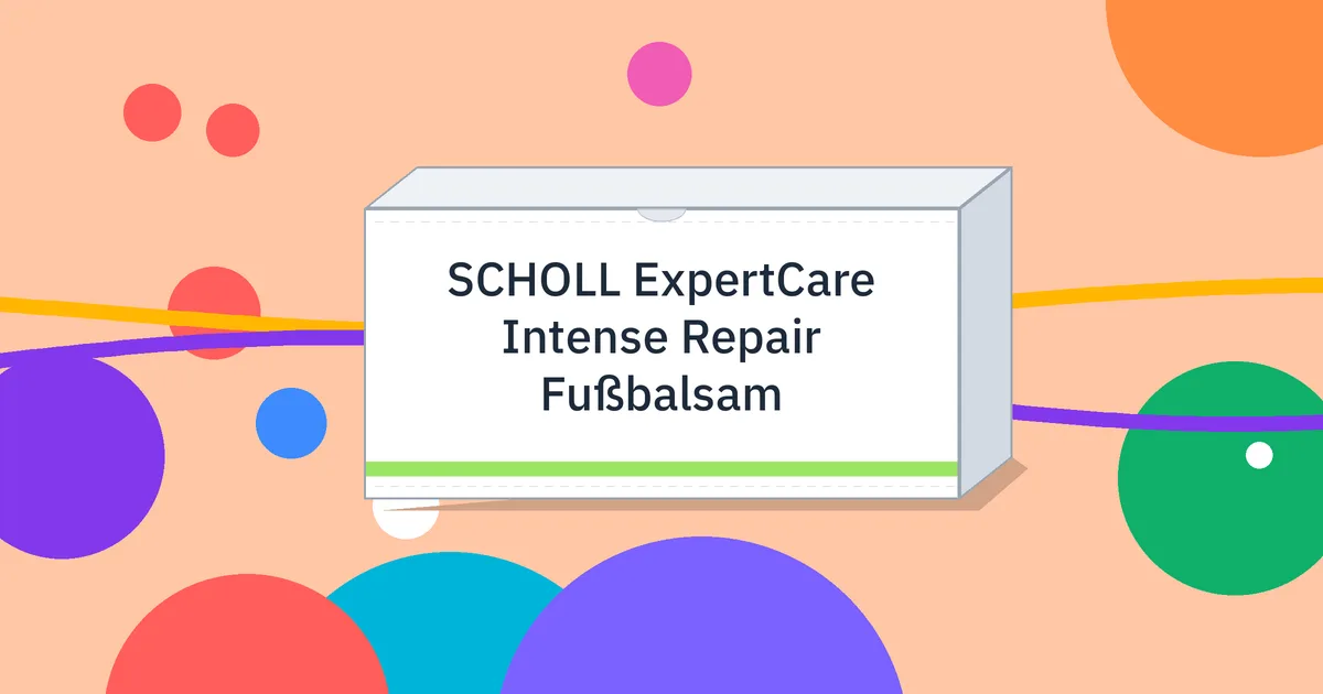 Symbolbild: Packung mit der Aufschrift SCHOLL ExpertCare Intense Repair Fußbalsam (PZN 18296840) – Verfügbarkeit und Bezug in Apotheken in Frankfurt am Main