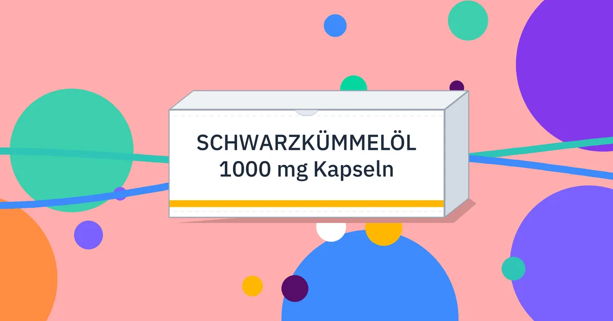 Symbolbild: Packung mit der Aufschrift SCHWARZKÜMMELÖL 1000 mg Kapseln (PZN 16530214) – Verfügbarkeit und Bezug in Apotheken in Frankfurt am Main