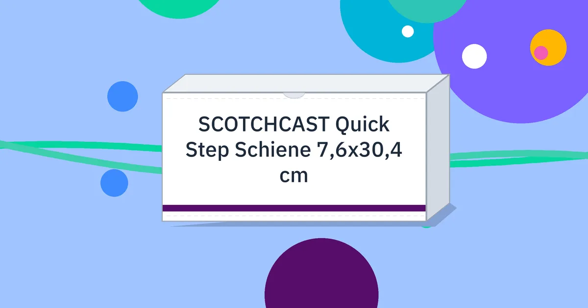 Symbolbild: Packung mit der Aufschrift SCOTCHCAST Quick Step Schiene 7,6x30,4 cm (PZN 17440140) – Verfügbarkeit und Bezug in Apotheken in Frankfurt am Main