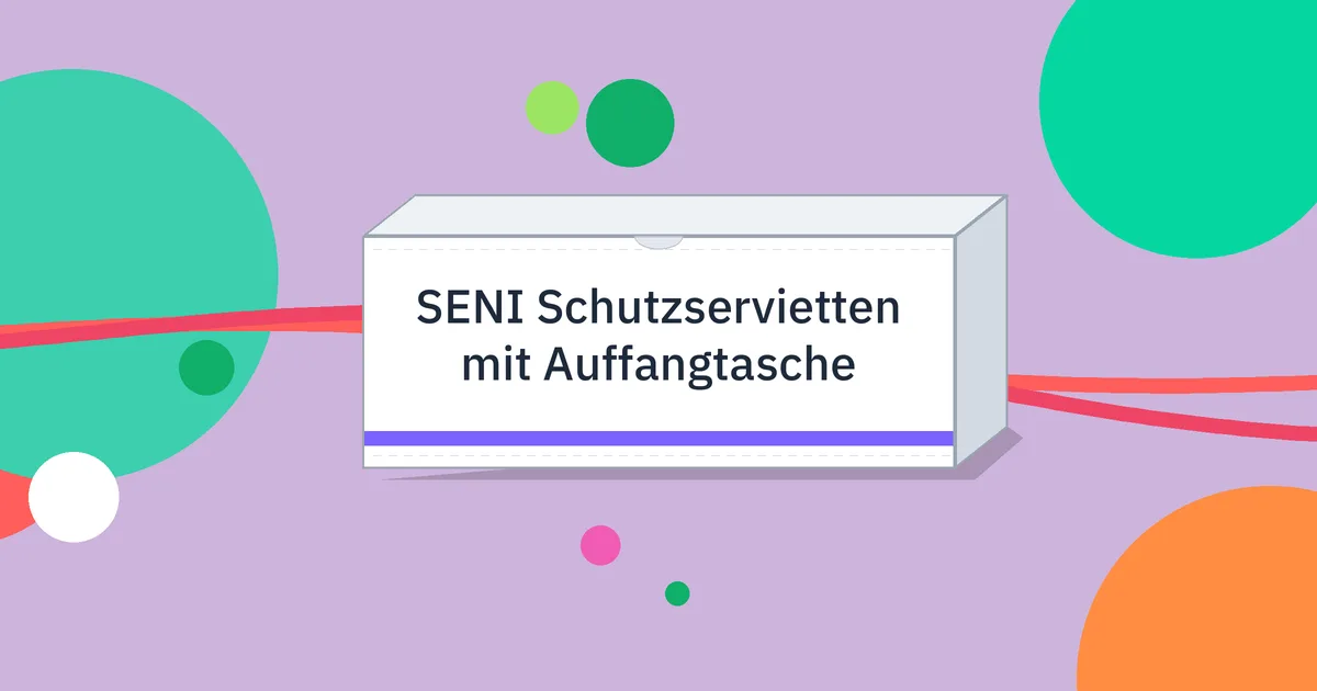 Symbolbild: Packung mit der Aufschrift SENI Schutzservietten mit Auffangtasche (PZN 09629805) – Verfügbarkeit und Bezug in Apotheken in Frankfurt am Main