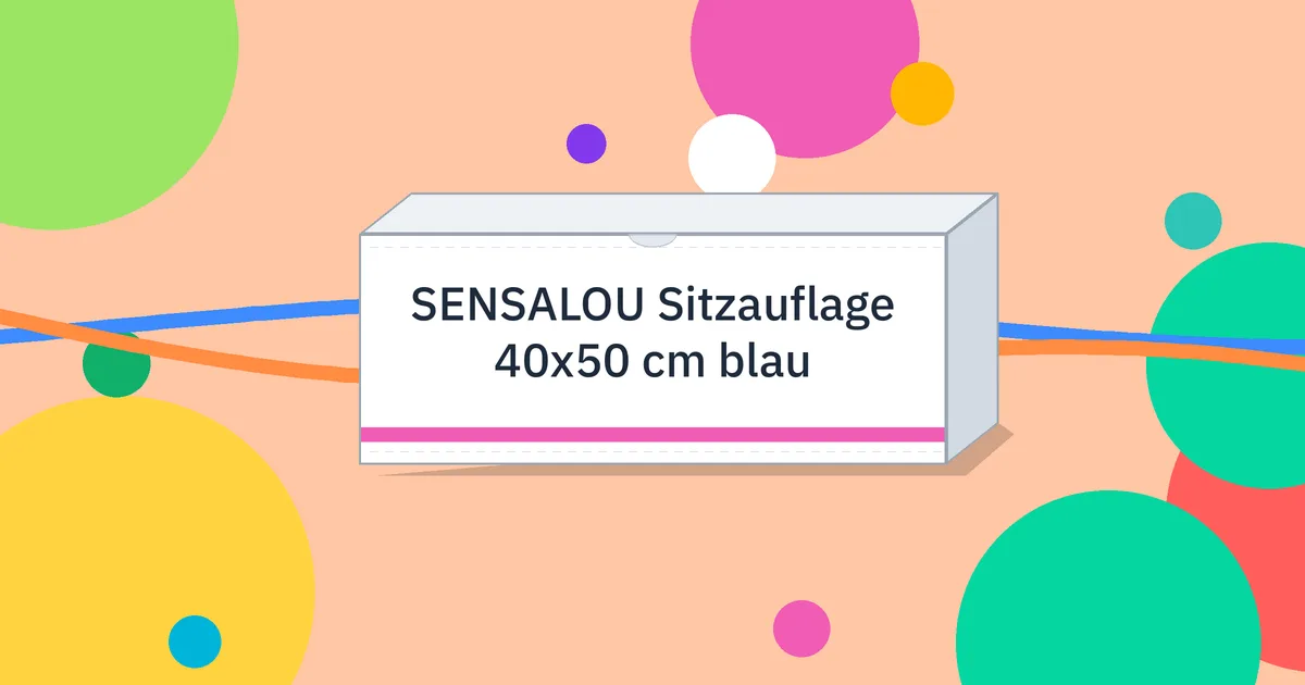 Symbolbild: Packung mit der Aufschrift SENSALOU Sitzauflage 40x50 cm blau (PZN 16872179) – Verfügbarkeit und Bezug in Apotheken in Frankfurt am Main