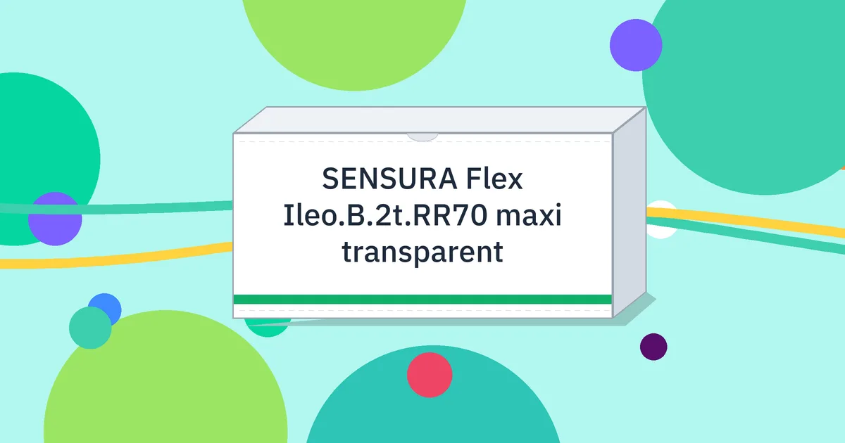 Symbolbild: Packung mit der Aufschrift SENSURA Flex Ileo.B.2t.RR70 maxi transparent (PZN 03116861) – Verfügbarkeit und Bezug in Apotheken in Frankfurt am Main