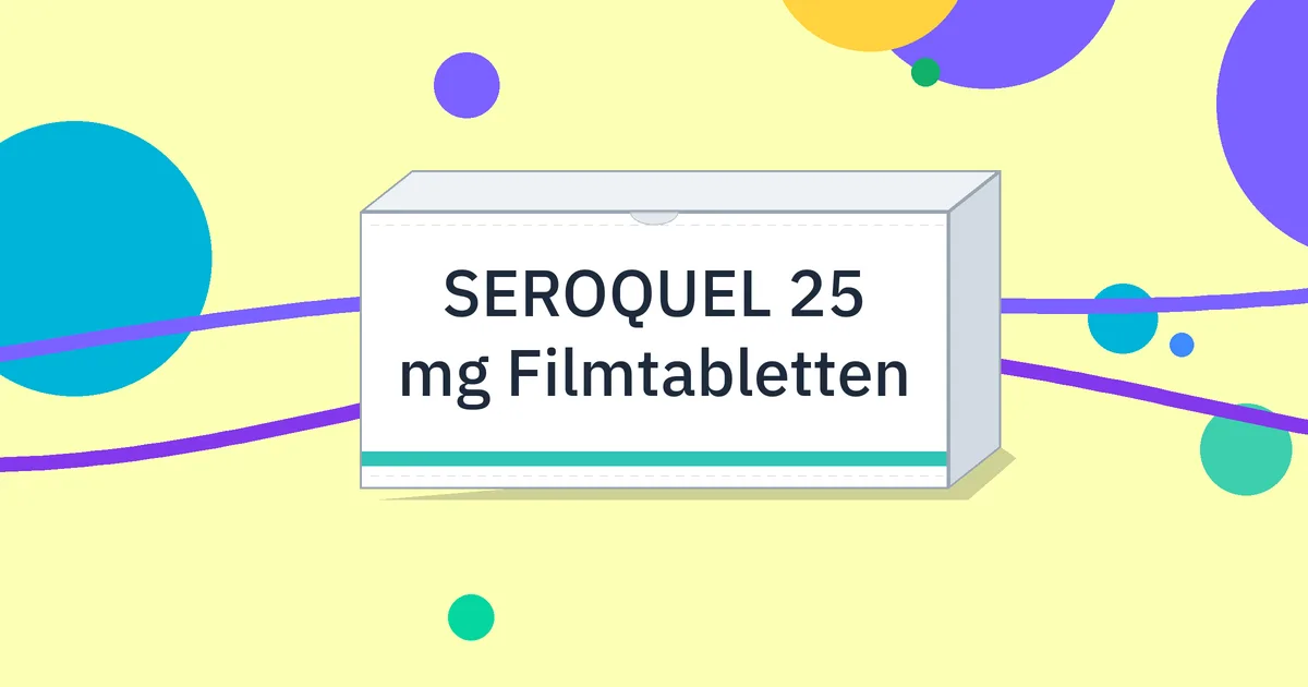 Symbolbild: Packung mit der Aufschrift SEROQUEL 25 mg Filmtabletten (PZN 01840185) – Verfügbarkeit und Bezug in Apotheken in Frankfurt am Main