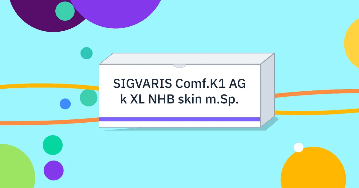Symbolbild: Packung mit der Aufschrift SIGVARIS Comf.K1 AG k XL NHB skin m.Sp. (PZN 17098322) – Verfügbarkeit und Bezug in Apotheken in Frankfurt am Main