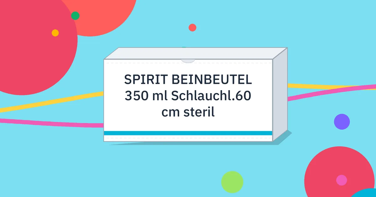 Symbolbild: Packung mit der Aufschrift SPIRIT BEINBEUTEL 350 ml Schlauchl.60 cm steril (PZN 12749884) – Verfügbarkeit und Bezug in Apotheken in Frankfurt am Main