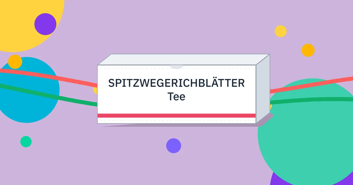 Symbolbild: Packung mit der Aufschrift SPITZWEGERICHBLÄTTER Tee (PZN 12643217) – Verfügbarkeit und Bezug in Apotheken in Frankfurt am Main